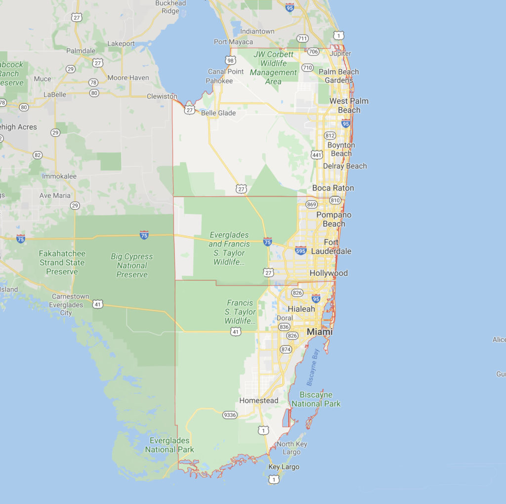 Service Area For Sherlock Tree Company - Serving South Florida Since 1974